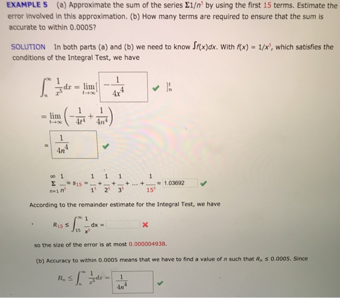 Solved EXAMPLE 5 (a) Approximate the sum of the series ?1? | Chegg.com