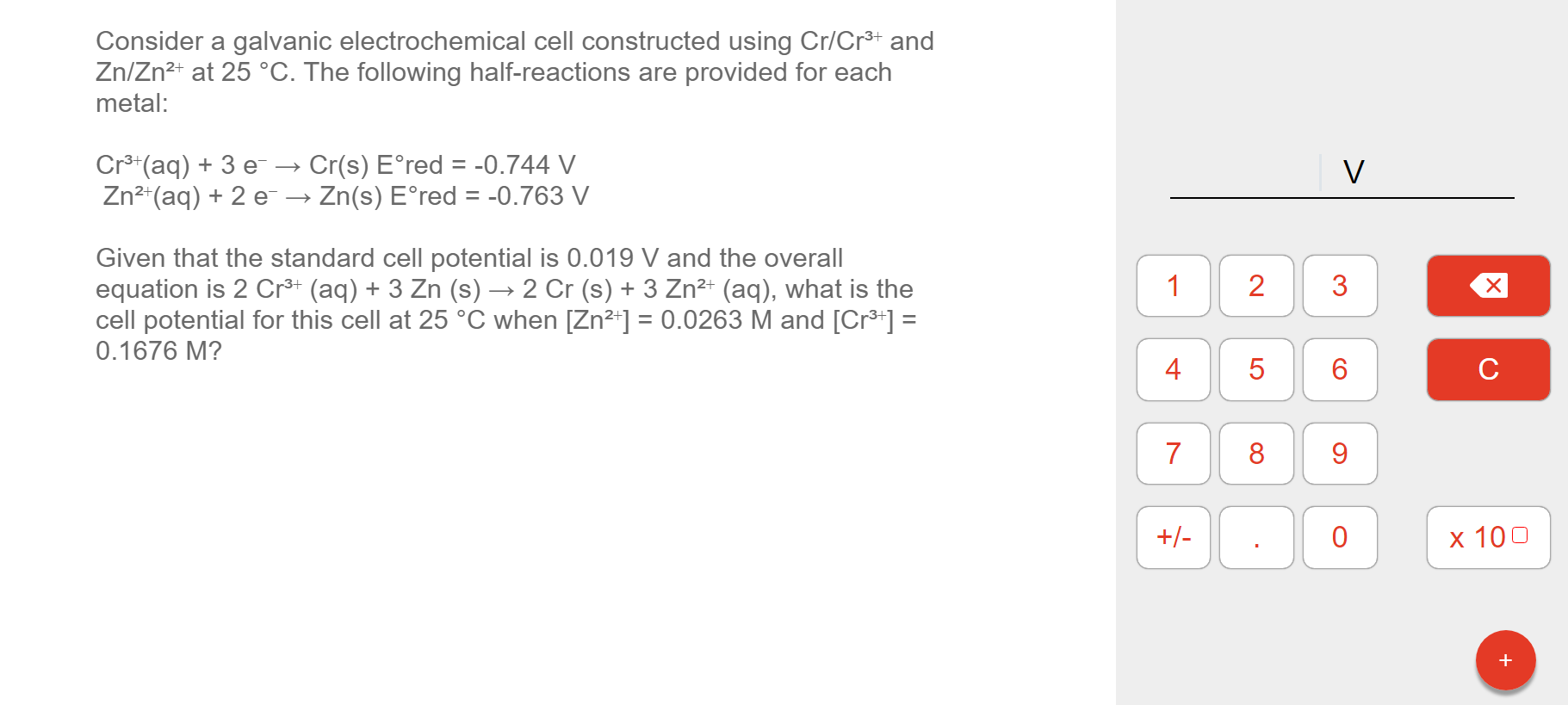 Solved Consider a galvanic electrochemical cell constructed | Chegg.com