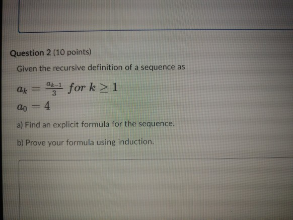 Solved Question 2 (10 points) Given the recursive definition | Chegg.com