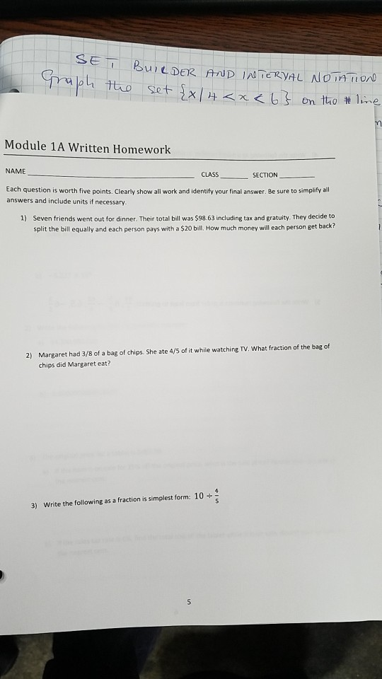 Solved Sei A O Module 1a Written Homework Name Class Section