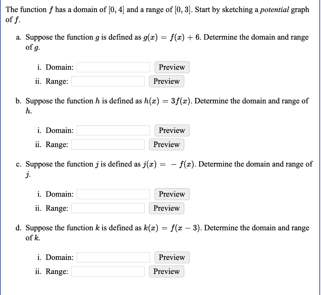 Solved The function f has a domain of [0, 4) and a range of | Chegg.com