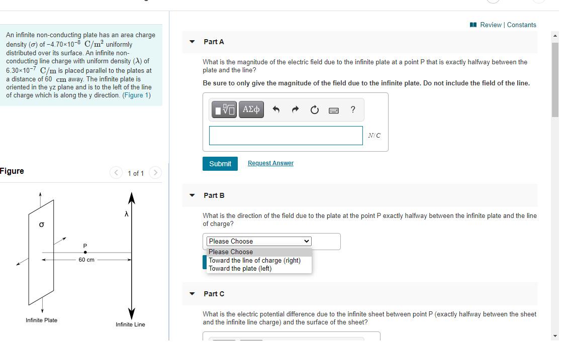 Solved Review Constants Part A An infinite non-conducting | Chegg.com