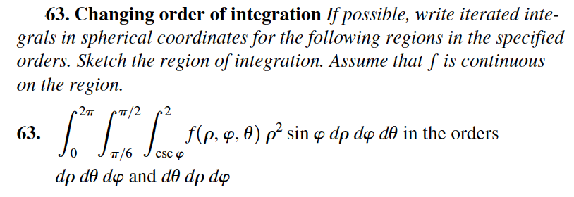 Solved 63. Changing order of integration If possible, write | Chegg.com