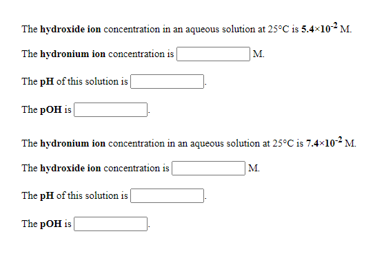Solved The hydroxide ion concentration in an aqueous | Chegg.com