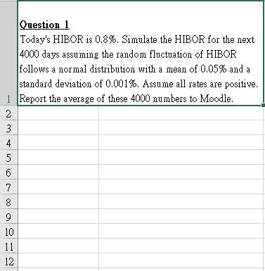 Question 1 Today's HIBOR is 0.8%. Simulate the HIBOR | Chegg.com