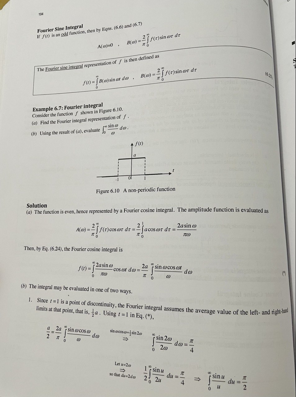 Solved Find the fourier integral :One example is given for | Chegg.com