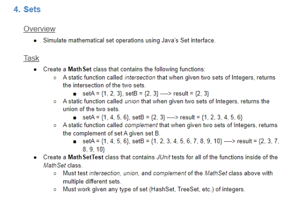 Solved 4. Sets Overview • Simulate mathematical set | Chegg.com