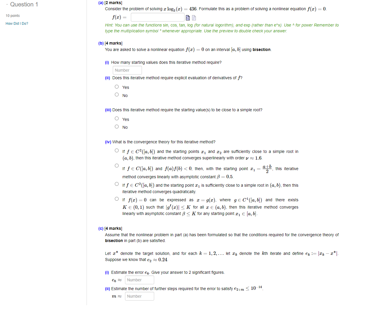 Solved (a) [2 marks]\\nConsider the problem of solving | Chegg.com
