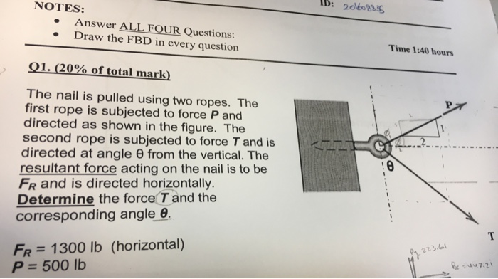 Solved NOTES: Answer ALL FOUR Questions: Draw the FBD in | Chegg.com