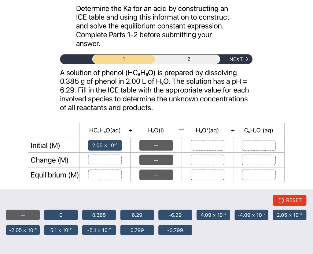 Solved Determine the Ka for an acid by constructing an ICE | Chegg.com