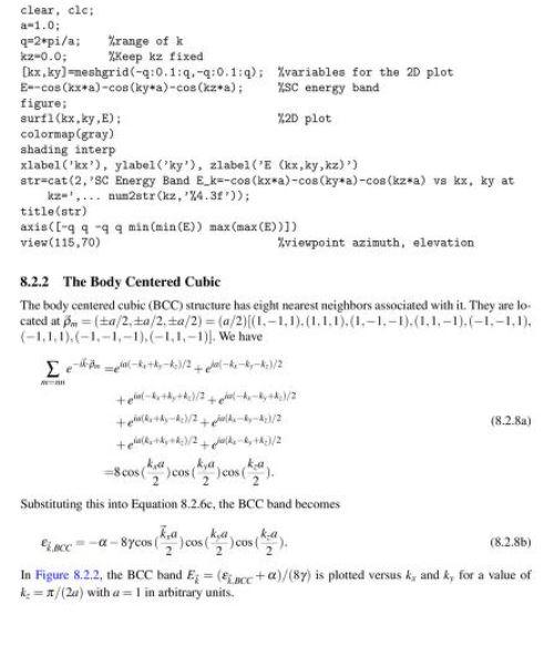 8.2.1 The Simple Cubic (SC) Here we obtain the simple | Chegg.com
