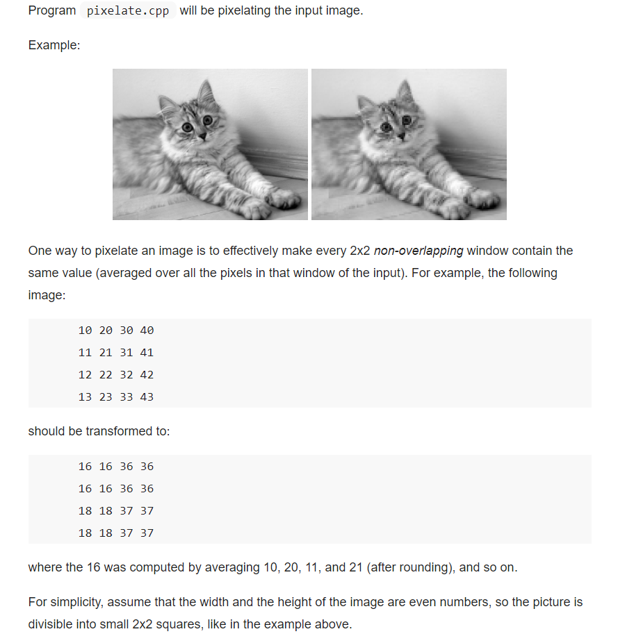 Solved Program pixelate.cpp will be pixelating the input | Chegg.com