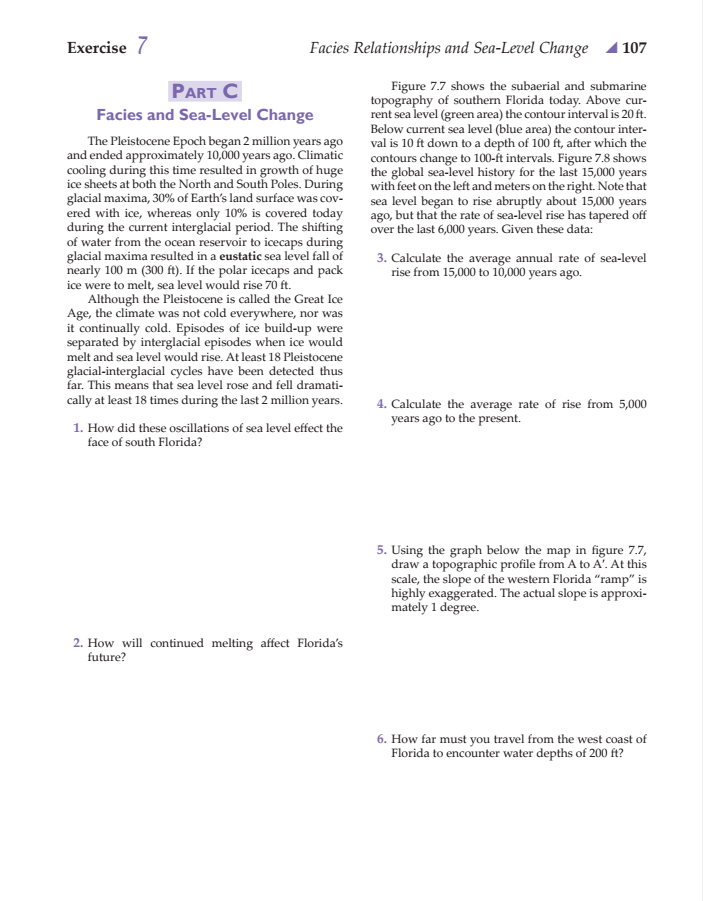 Exercise 7 Facies Relationships and Sea-Level Change | Chegg.com