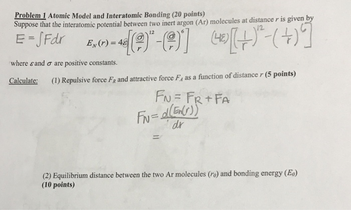 Solved Problem 1 Atomic Model and Interatomic Bonding (20 | Chegg.com