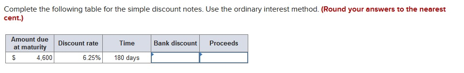 Solved Complete the following table for the simple discount | Chegg.com