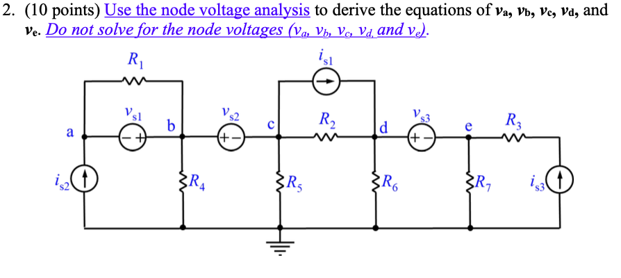 Solved 2. (10 points) Use the node voltage analysis to | Chegg.com