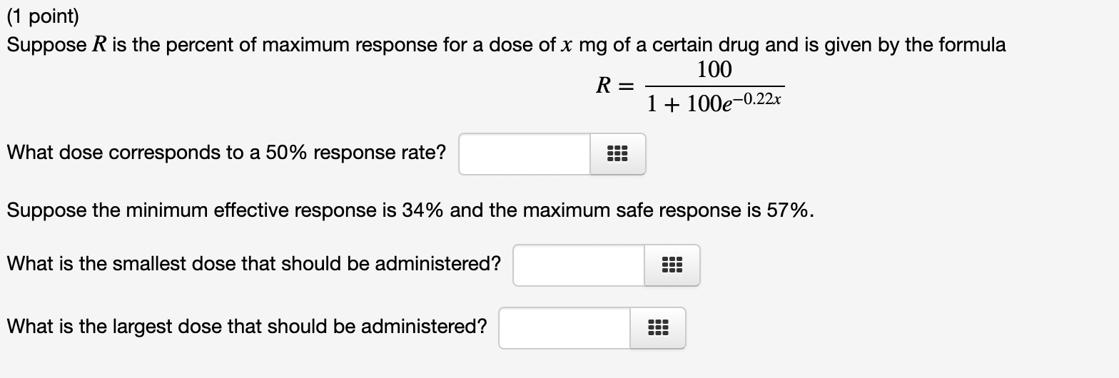 Solved (1 point) Suppose R is the percent of maximum | Chegg.com