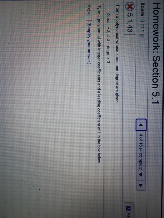 Solved Homework Section 5 1 1 Score 0 Of 1 Pt 4 Of 15 4