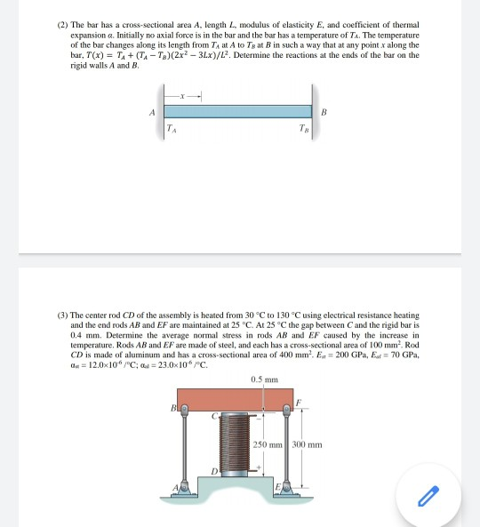 Answered: (2) The bar has a cross-sectional area A, length