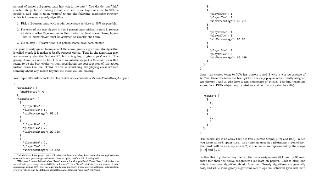 Solved 4 CreateTeams For the final part of this project, | Chegg.com