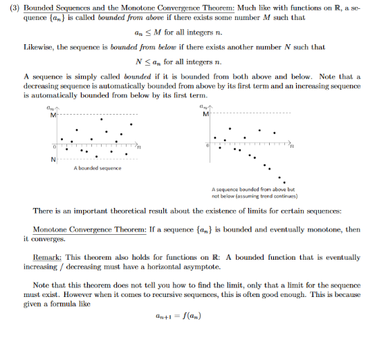 Solved 3) Bounded Sequences and the Monotone Convergence | Chegg.com