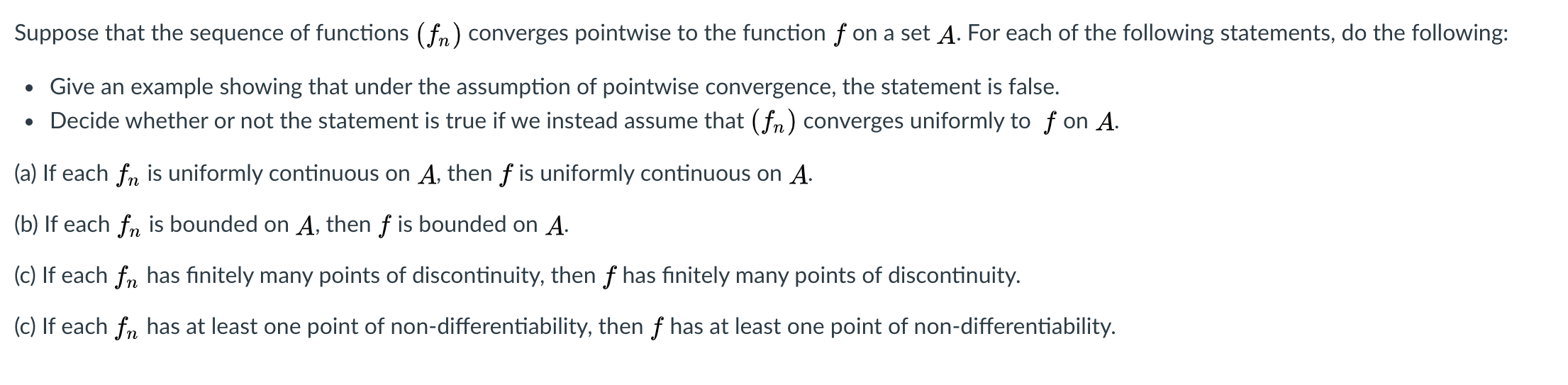Solved Suppose that the sequence of functions | Chegg.com
