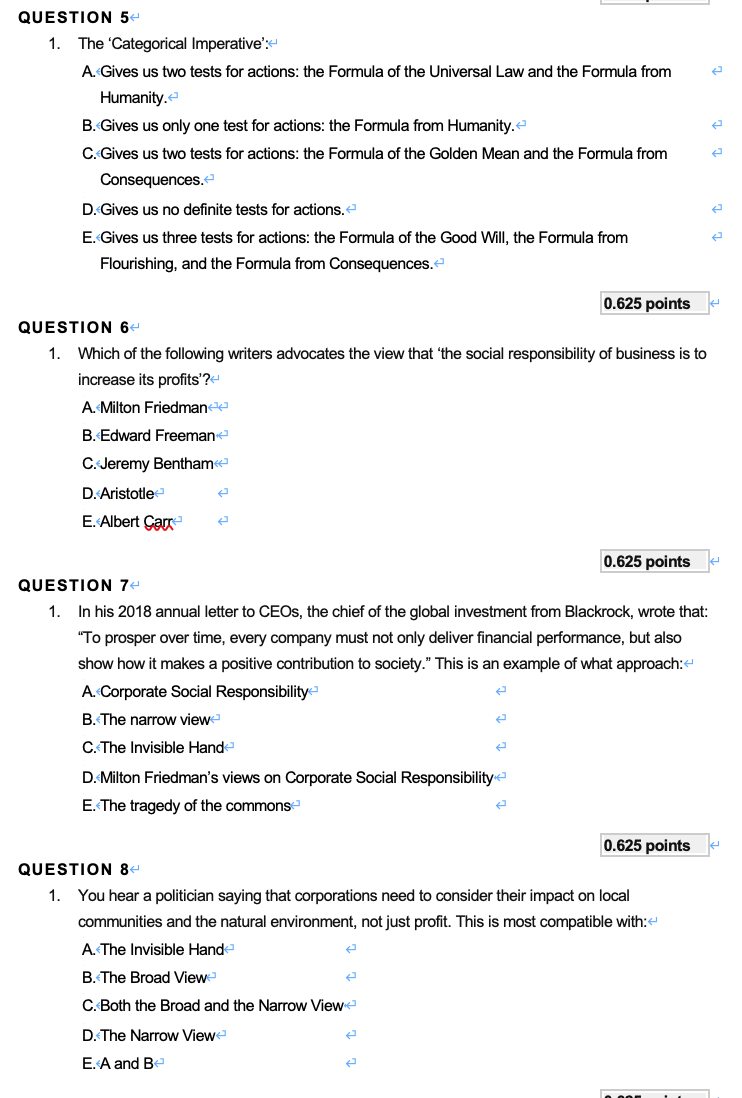 Solved QUESTION 5 1. The 'Categorical Imperative':- A. Gives | Chegg.com