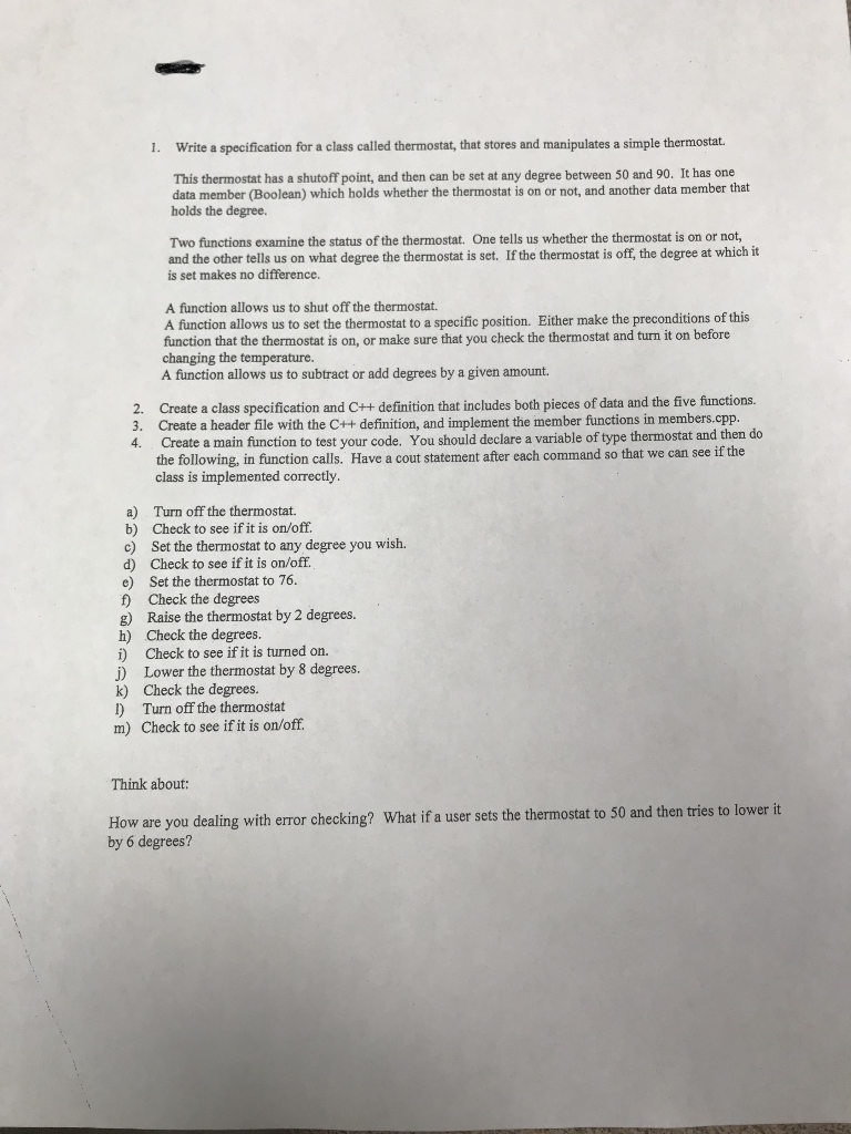 1. Write a specification for a class called | Chegg.com