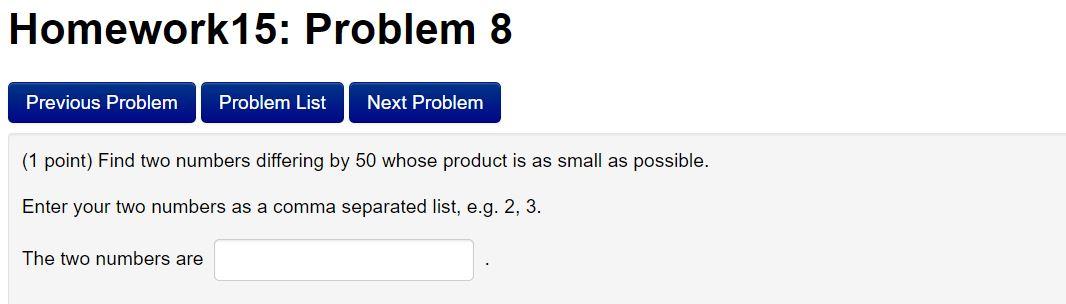 Solved Homework15 Problem 8 Previous Problem Problem List
