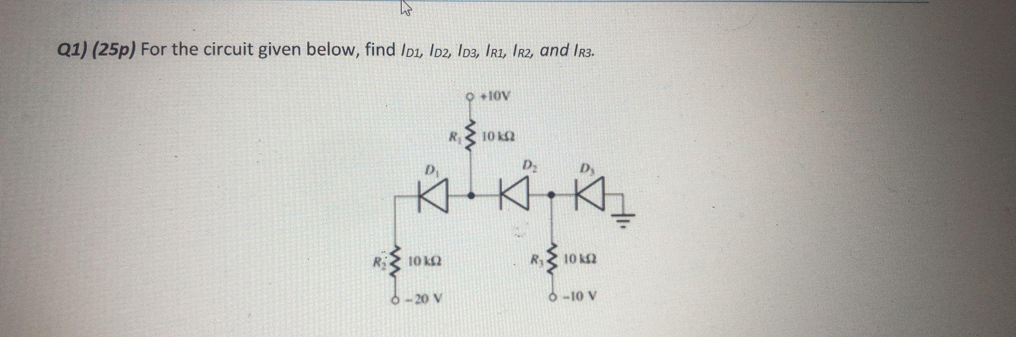 Solved Q1) (25p) For the circuit given below, find 101, Ip2, | Chegg.com