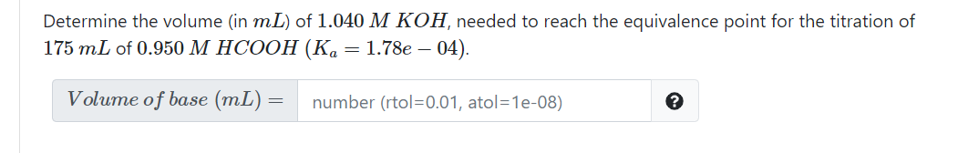 Solved Determine the volume (in mL) of 1.040 M KOH, needed | Chegg.com