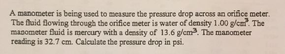 Solved A manometer is being used to measure the pressure | Chegg.com