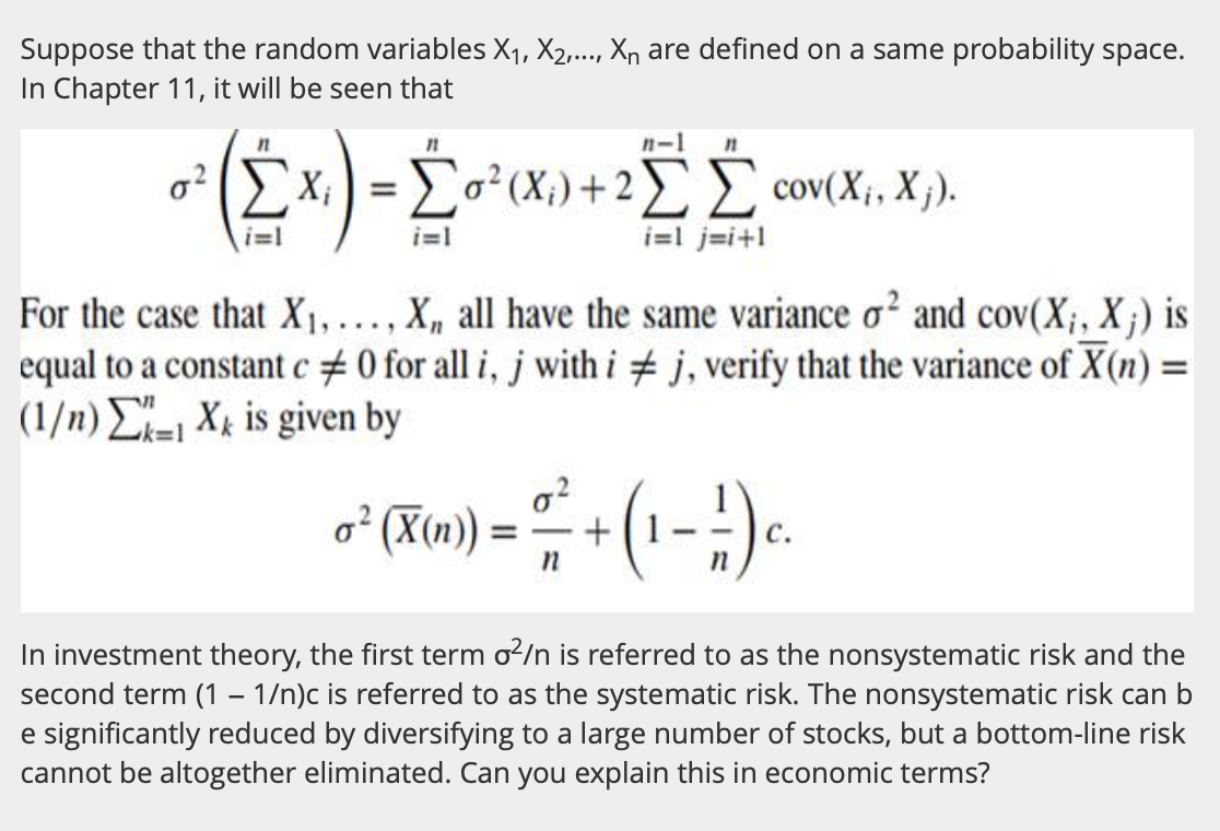 Solved Suppose that the random variables X1, X2,..., Xn are | Chegg.com