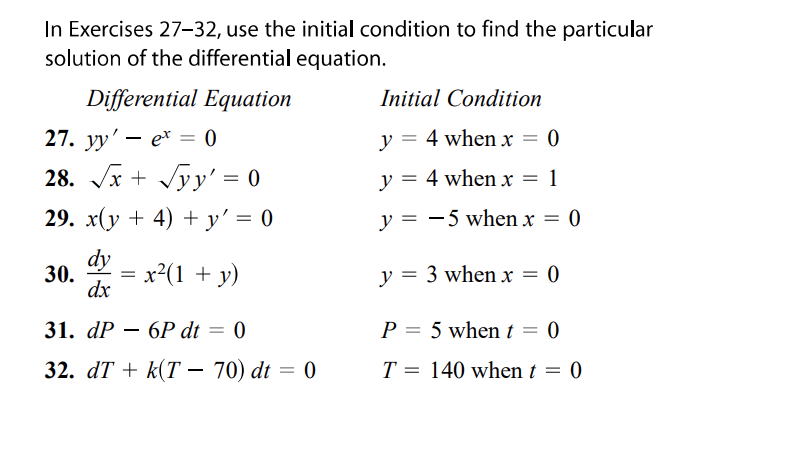 Solved In Exercises 27–32, use the initial condition to find | Chegg.com