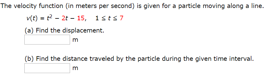 Solved The velocity function (in meters per second) is given | Chegg.com
