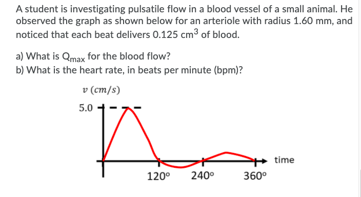 Solved A student is investigating pulsatile flow in a blood | Chegg.com