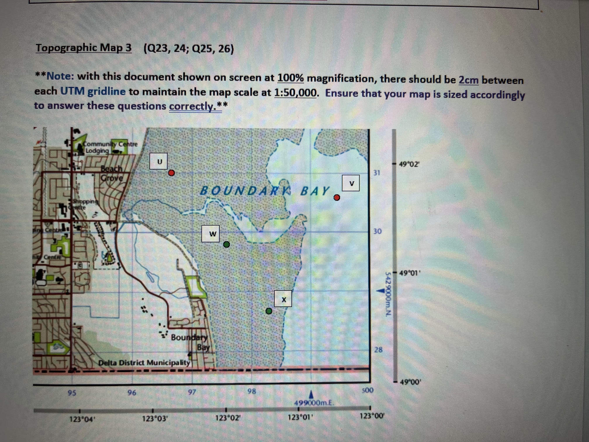 Solved Topographic Map 3 (Q23, 24; Q25, 26) **Note: with | Chegg.com