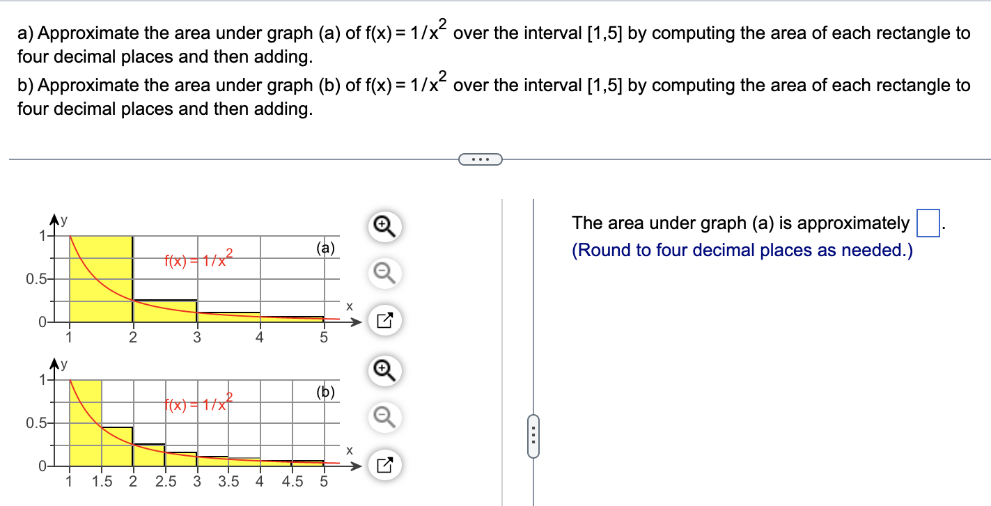 Solved a) Approximate the area under graph (a) of f(x)=1/x2 | Chegg.com