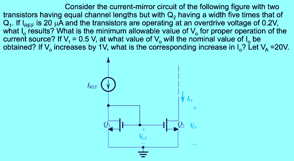 Solved Consider the current-mirror circuit of the following | Chegg.com