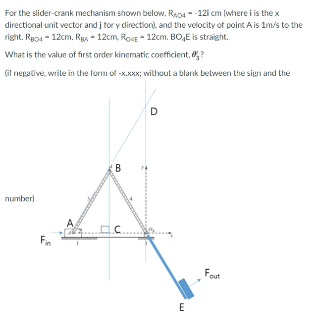 Solved For the slider-crank mechanism shown below, | Chegg.com