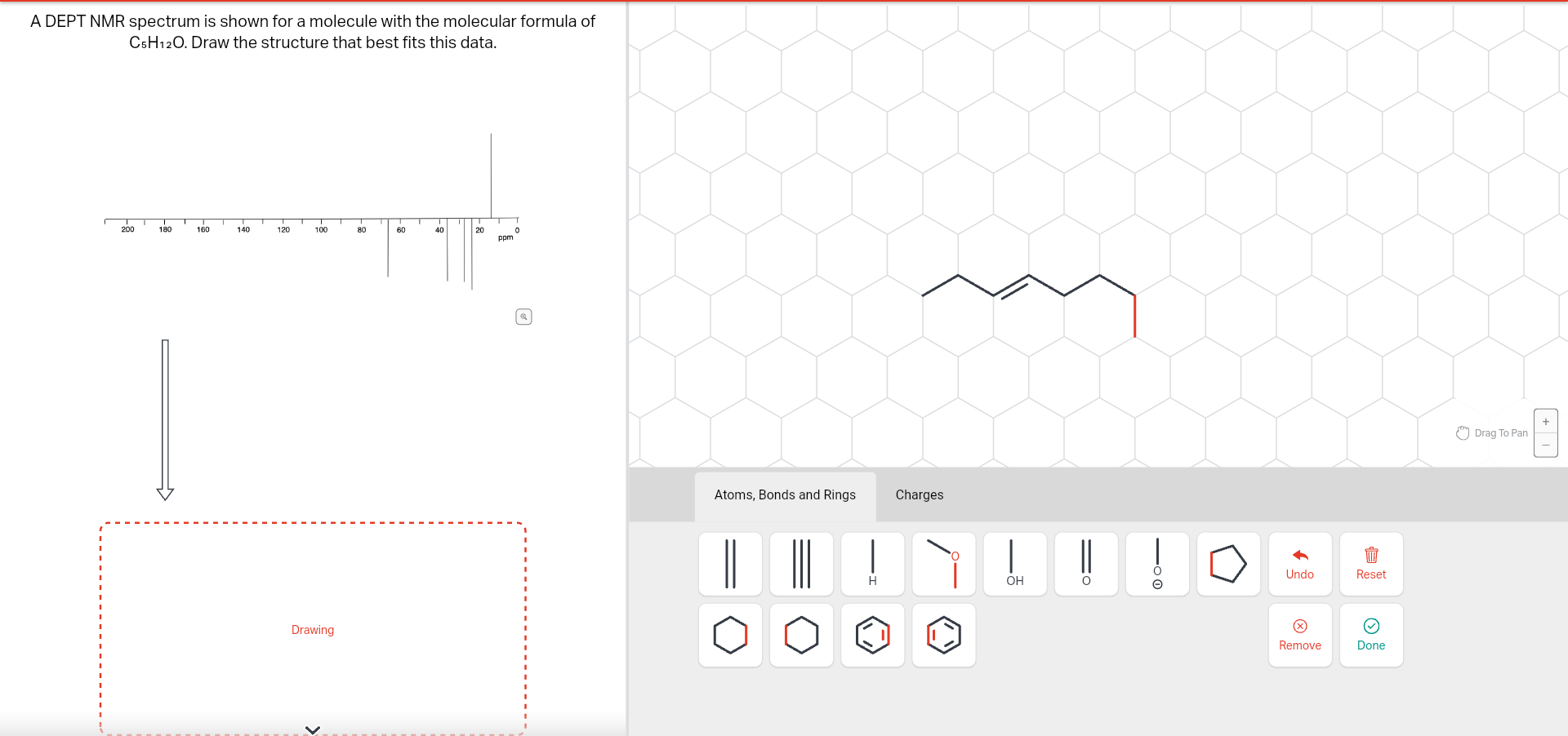 Solved A DEPT NMR spectrum is shown for a molecule with the | Chegg.com