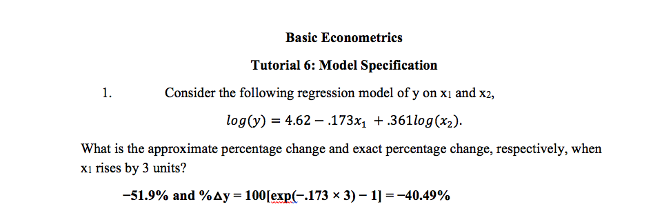 Solved Basic Econometrics Tutorial 6: Model Specification | Chegg.com