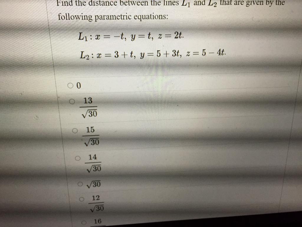 Solved Find the distance between the lines Li and L2 that | Chegg.com