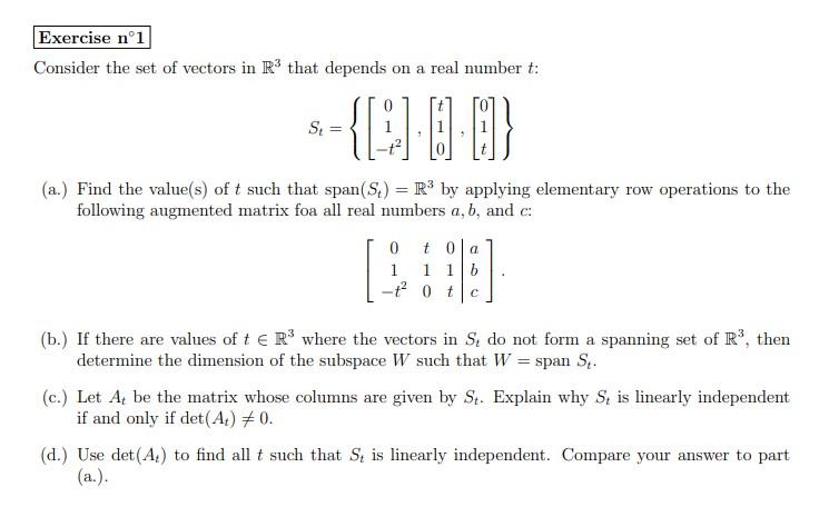Solved Consider the set of vectors in R3 that depends on a | Chegg.com