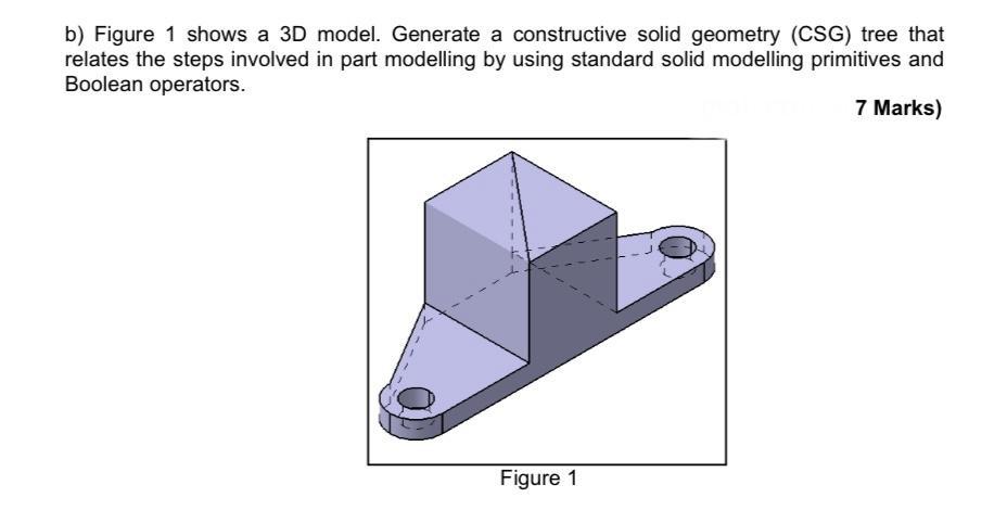Solved b) Figure 1 shows a 3D model. Generate a constructive | Chegg.com