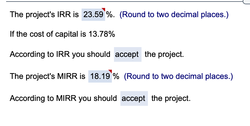 Solved Internal rate of return and modified internal rate of | Chegg.com