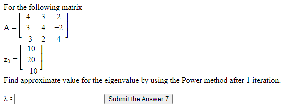Solved For the following matrix | Chegg.com