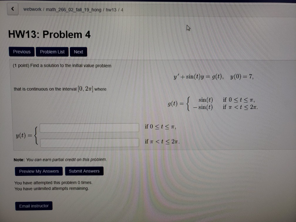 Solved webwork / math_266_02_fall_19_hong / hw13/4 HW13: | Chegg.com