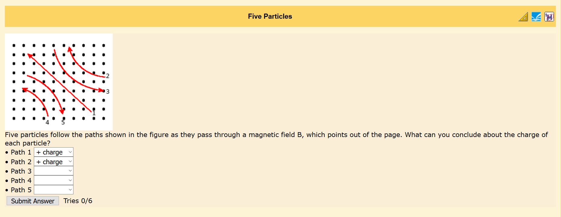 Solved Five Particles Five particles follow the paths shown | Chegg.com