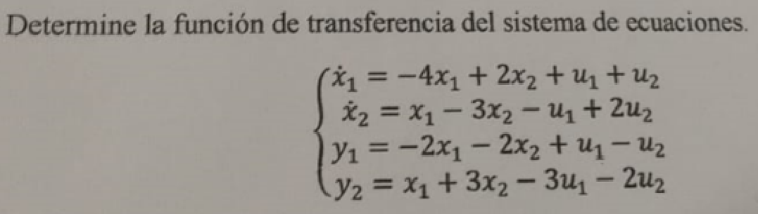 Solved Determine la función de transferencia del sistema de | Chegg.com